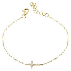 0.25ctq Diamond and 0.24ctw Sapphire Evil Eye 14 Karat Yellow Gold Bracelet For Sale at 1stDibs