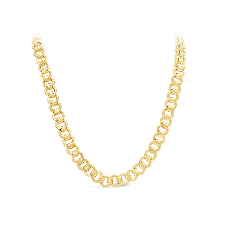 14 Karat Yellow Gold Round Link Chain Necklace For Sale at 1stDibs