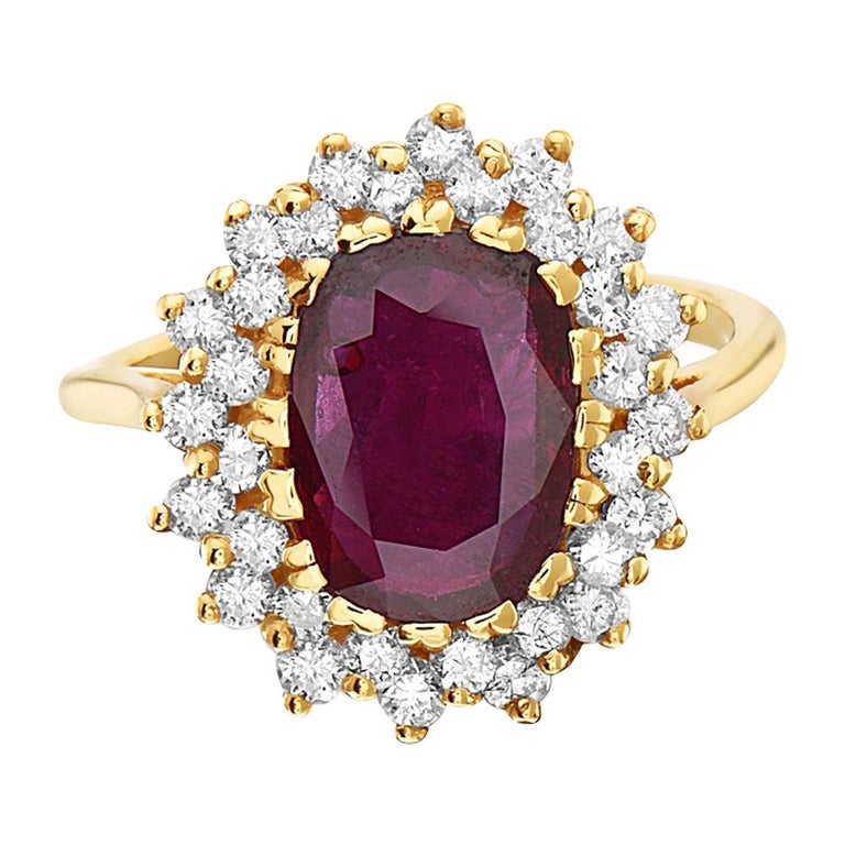 14 Karat Yellow Gold Ruby and Diamond Ring For Sale at 1stDibs | 14 ...