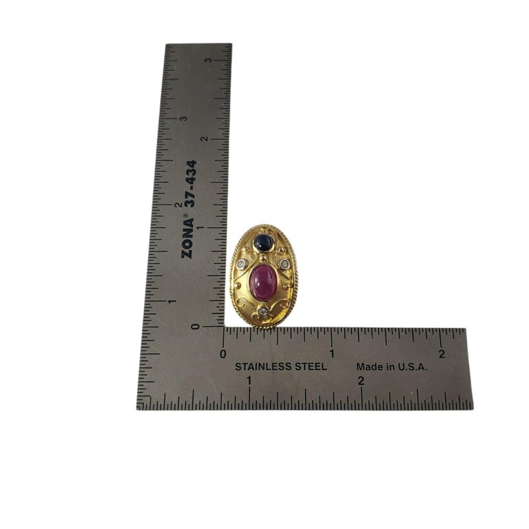14 Karat Yellow Gold Ruby, Sapphire and Diamond Slide Pendant JAGi ...