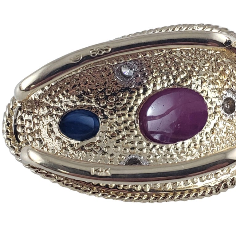 14 Karat Yellow Gold Ruby, Sapphire and Diamond Slide Pendant JAGi ...