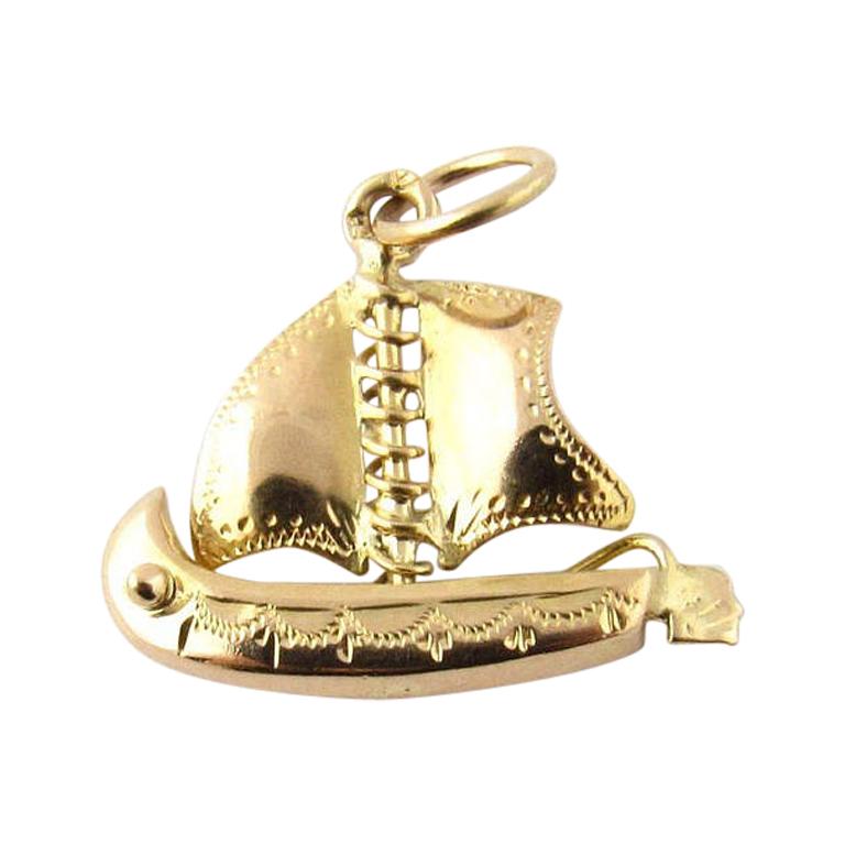 14 Karat Yellow Gold Sailboat Charm at 1stDibs