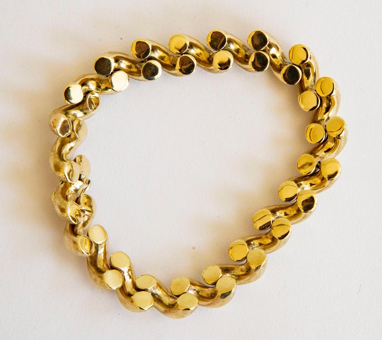 14 Karat Yellow Gold San Marco Macaroni Link Bracelet For Sale at 1stDibs