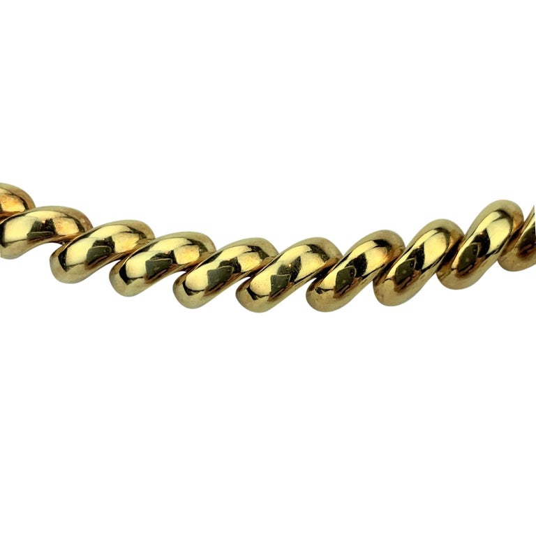 14 Karat Yellow Gold San Marco Macaroni Link Chain Necklace For Sale at ...