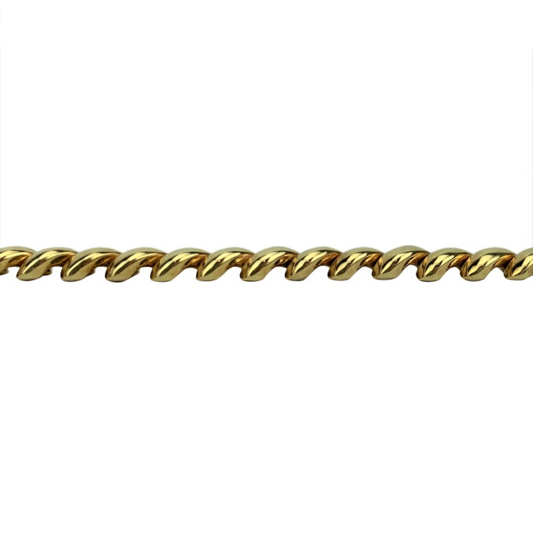 14 Karat Yellow Gold San Marco Macaroni Link Chain Necklace For Sale at ...