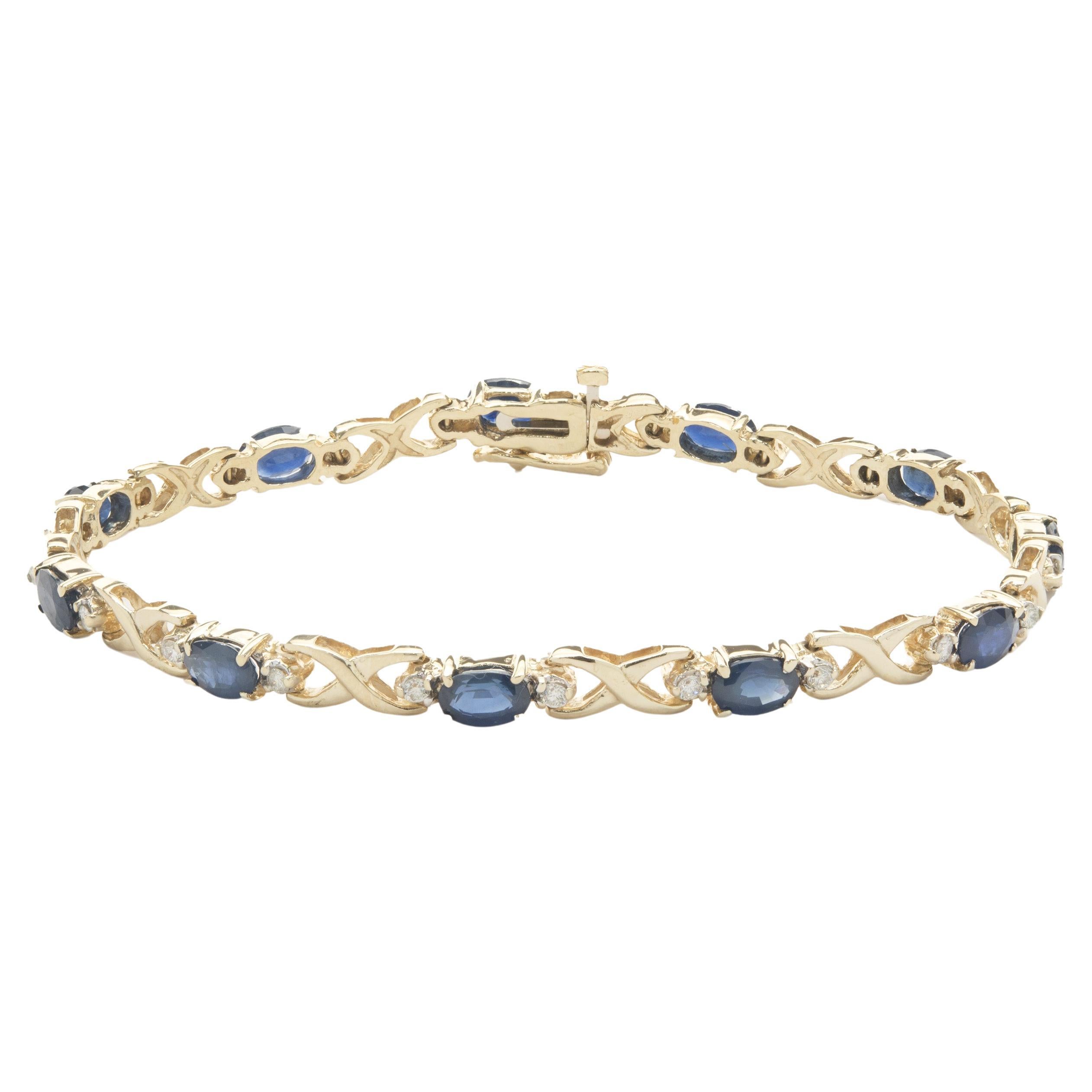 14 Karat Yellow Gold Rainbow Sapphire And Diamond Bracelet For Sale At