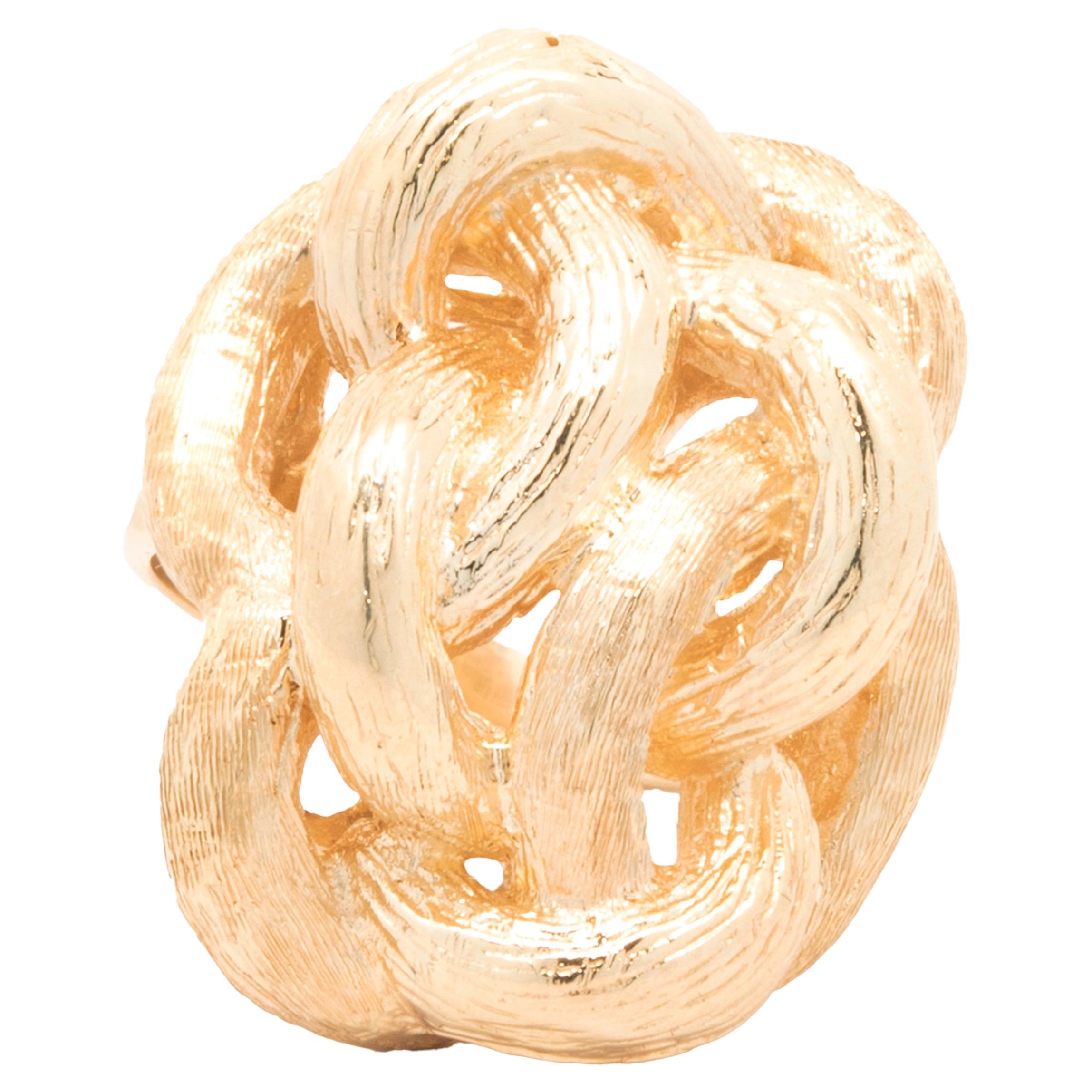14 Karat Yellow Gold Satin Finished Knot Ring For Sale at 1stDibs