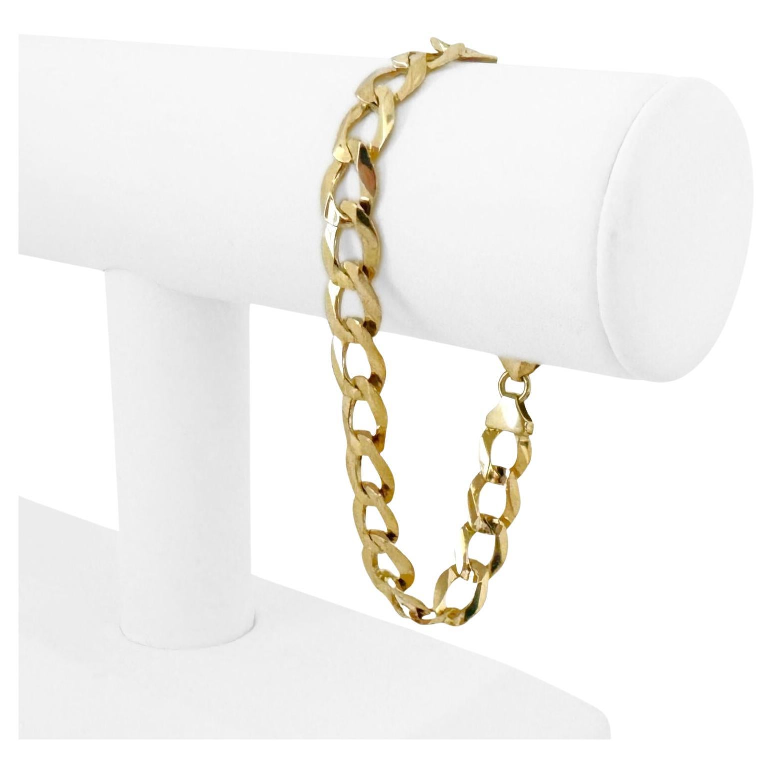 14 Karat Yellow and White Gold Solid Two Tone Curb Link Bracelet Italy ...