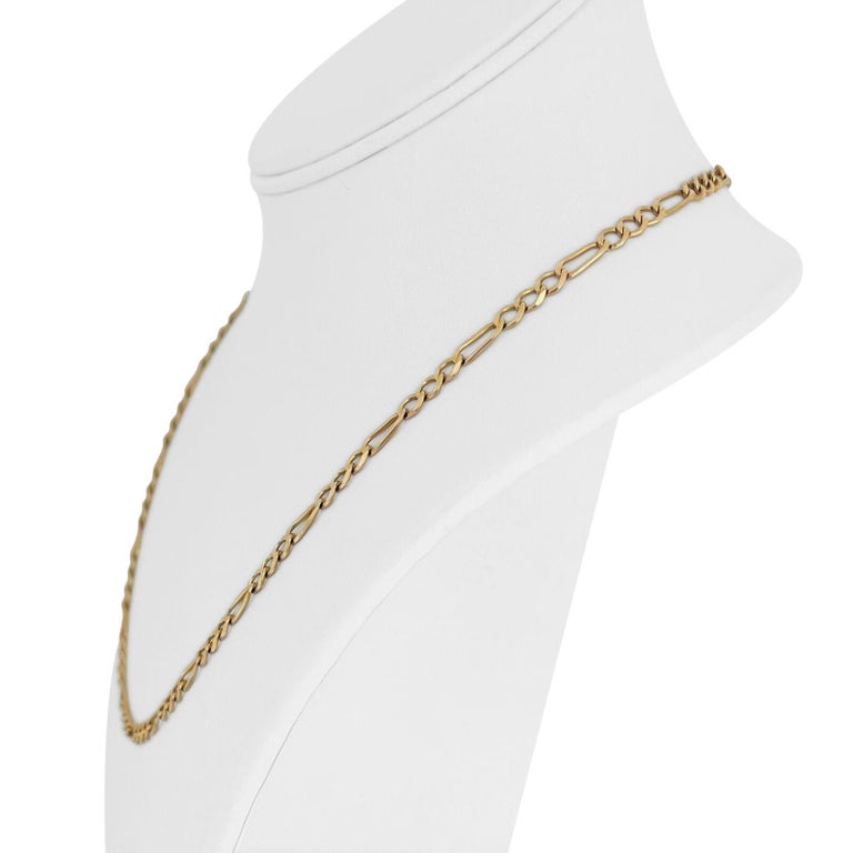 14 Karat Yellow Gold Semi Solid Figaro Link Chain Necklace For Sale at ...