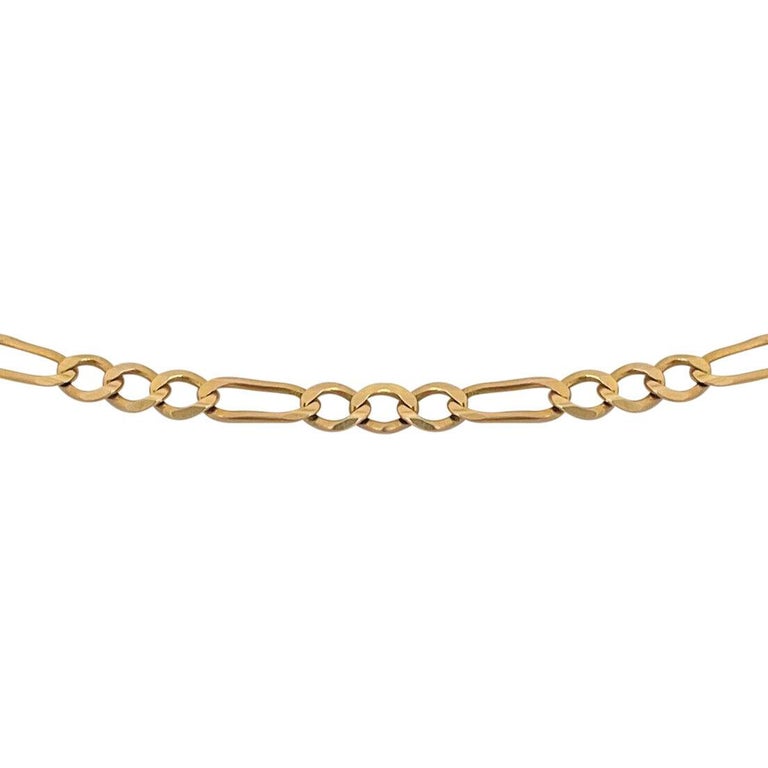 14 Karat Yellow Gold Semi Solid Figaro Link Chain Necklace For Sale at ...