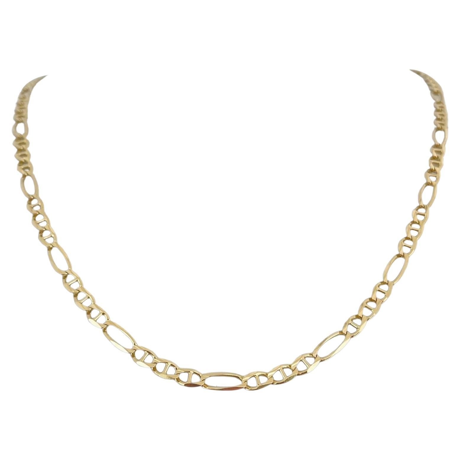14 Karat Yellow Gold Semi Solid Figarucci Link Chain Necklace Italy For ...