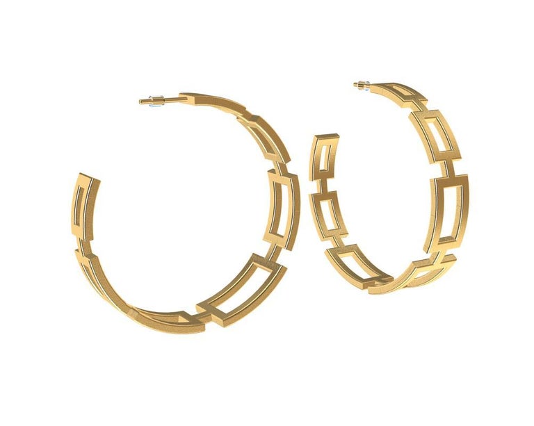 14 Karat Yellow Gold Seven Rectangle Hoops For Sale at 1stDibs