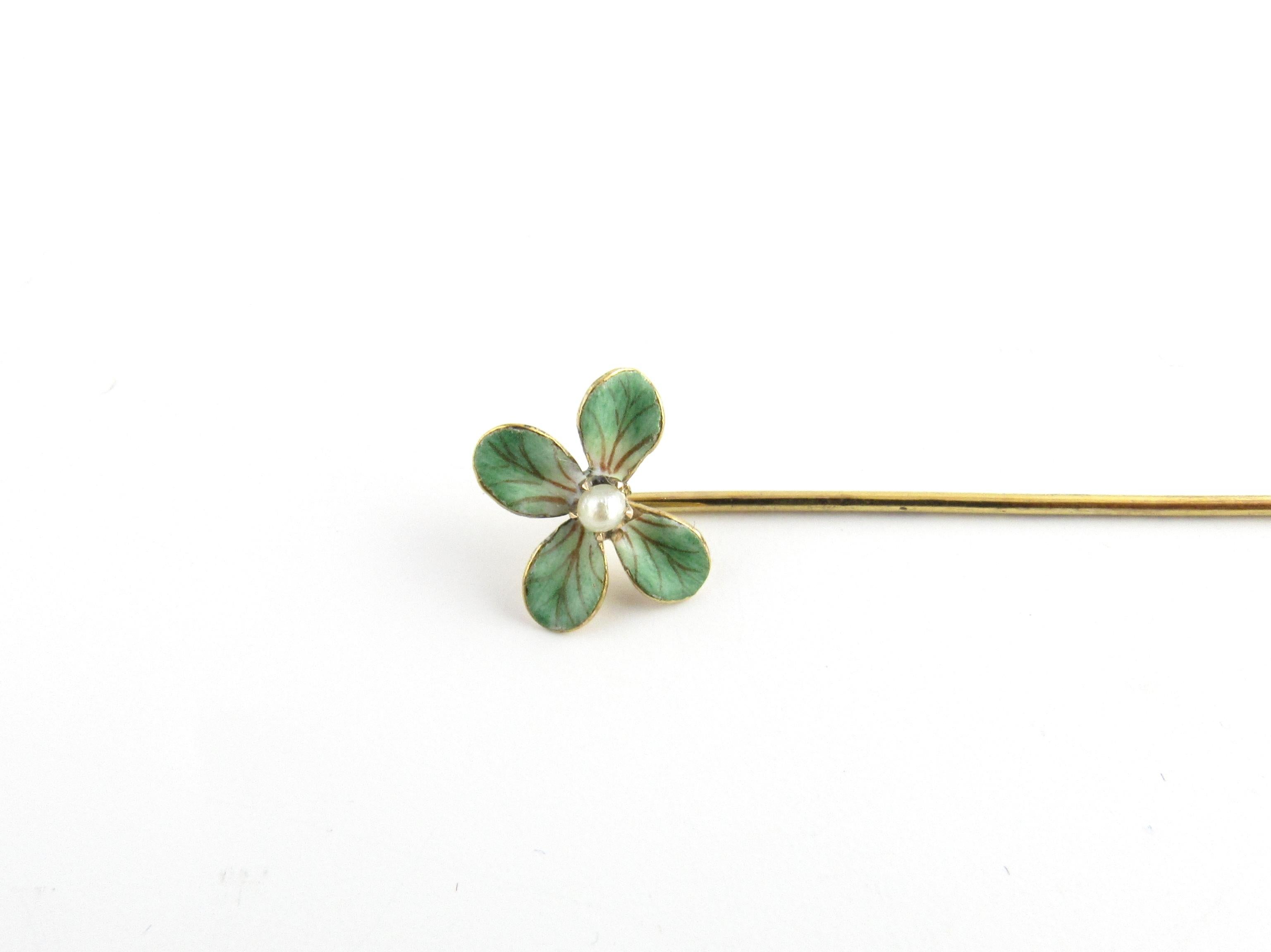 14 Karat Yellow Gold Shamrock Stick Pin at 1stDibs