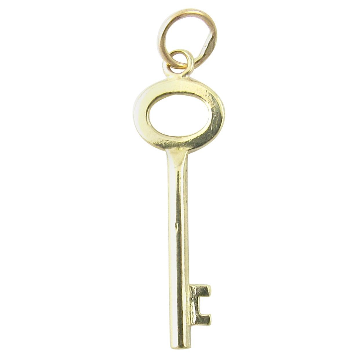 14 Karat Yellow Gold Skeleton Key Charm at 1stDibs
