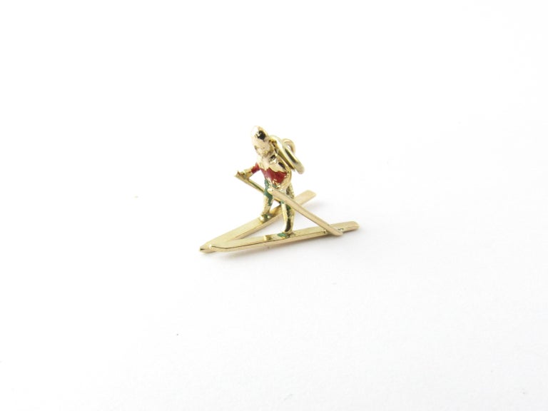 14 Karat Yellow Gold Skier Charm For Sale at 1stDibs