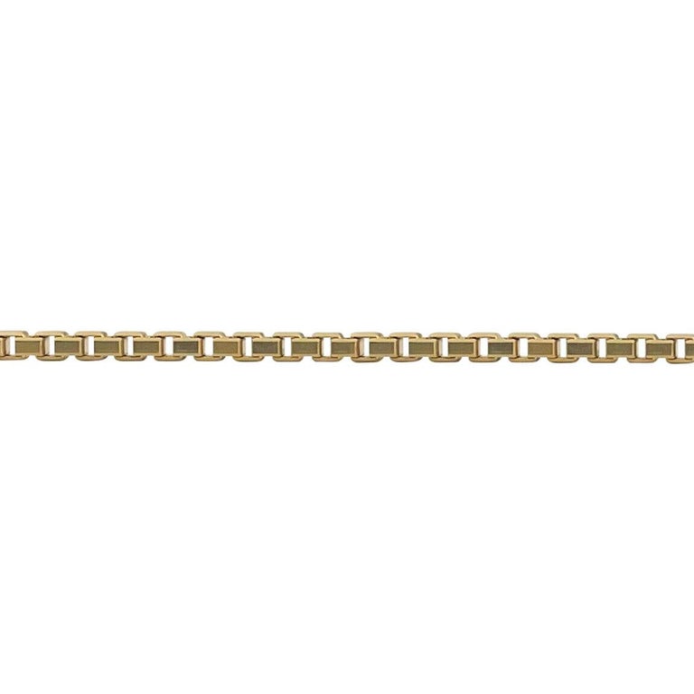 14 Karat Yellow Gold Solid Box Link Chain Necklace For Sale at 1stDibs