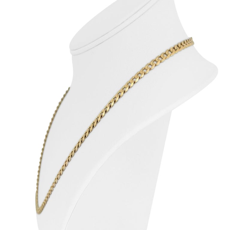 14 Karat Yellow Gold Solid Curb Link Chain Necklace For Sale at 1stDibs