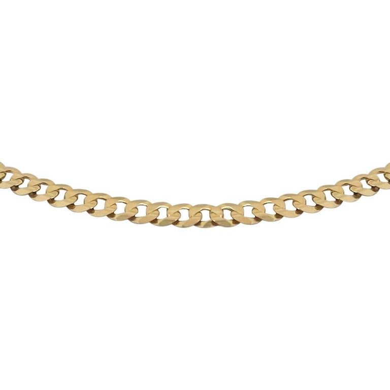 14 Karat Yellow Gold Solid Curb Link Chain Necklace For Sale at 1stDibs