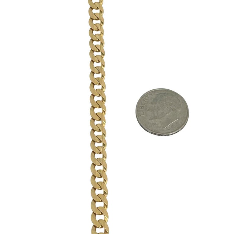 14 Karat Yellow Gold Solid Curb Link Chain Necklace For Sale at 1stDibs