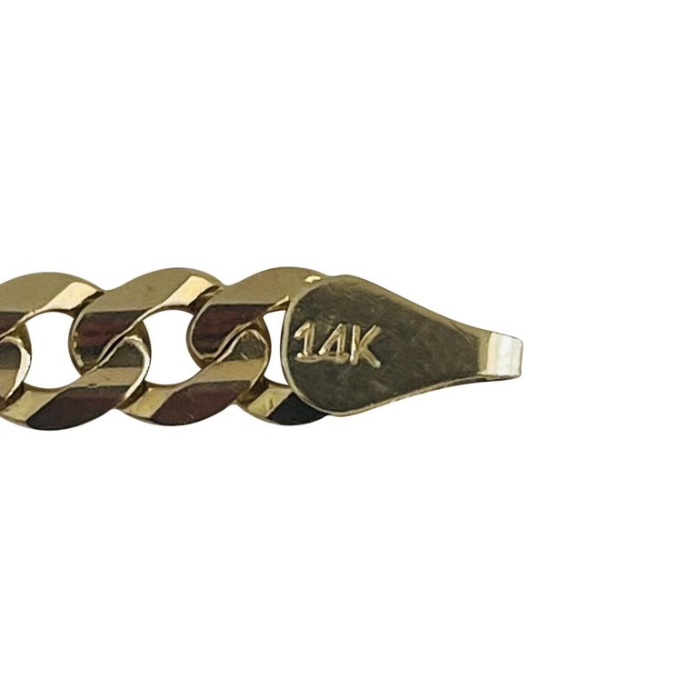 14 Karat Yellow Gold Solid Curb Link Chain Necklace For Sale at 1stDibs