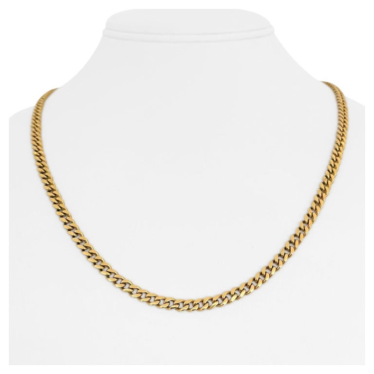 14 Karat Yellow Gold Solid Curb Link Chain Necklace For Sale at 1stDibs