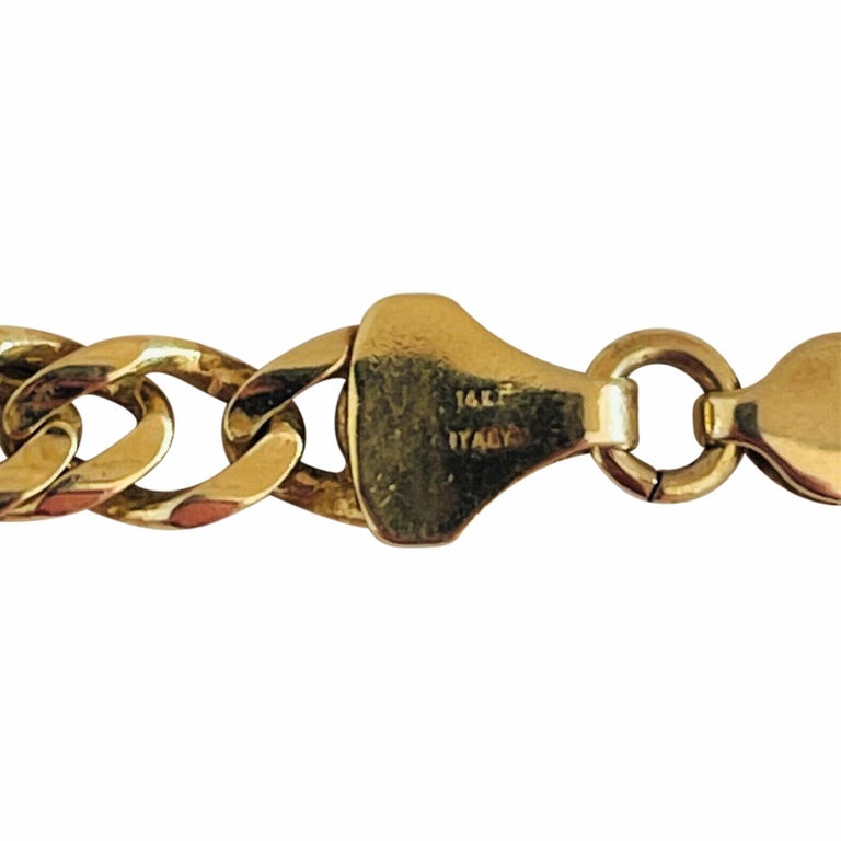 14 Karat Yellow Gold Solid Curb Link Chain Necklace Italy For Sale at ...