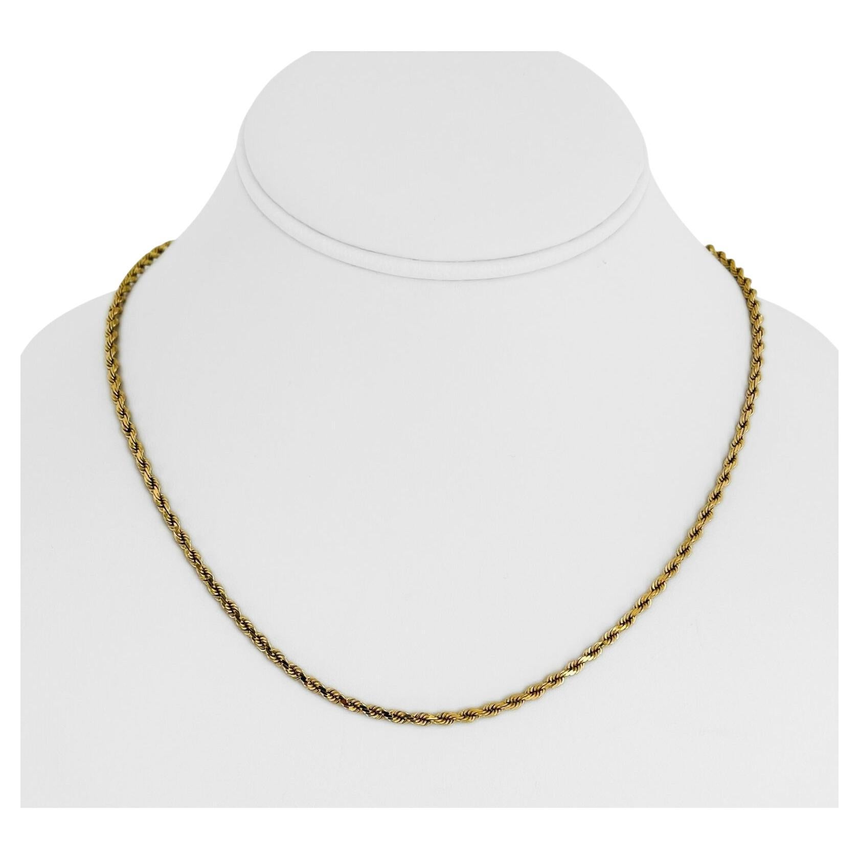 14 Karat Yellow Gold Solid Diamond Cut Rope Chain Necklace For Sale at ...