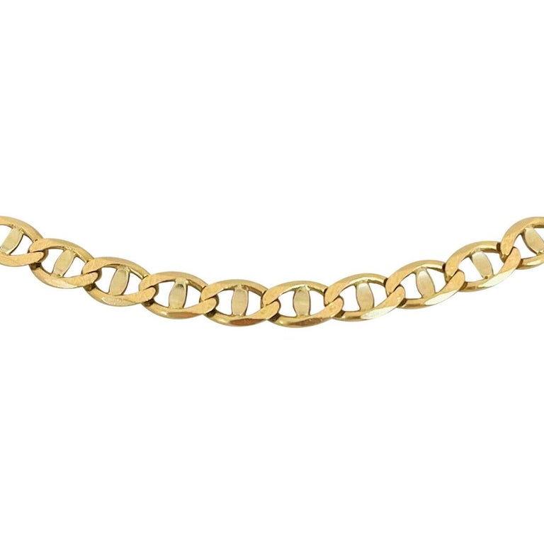 14 Karat Yellow Gold Solid Diamond Cut Mariner Gucci Link Chain ...