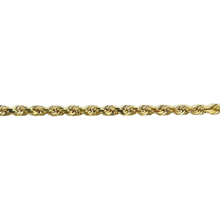 14 Karat Yellow Gold Solid Diamond Cut Rope Chain Bracelet, Peru For ...