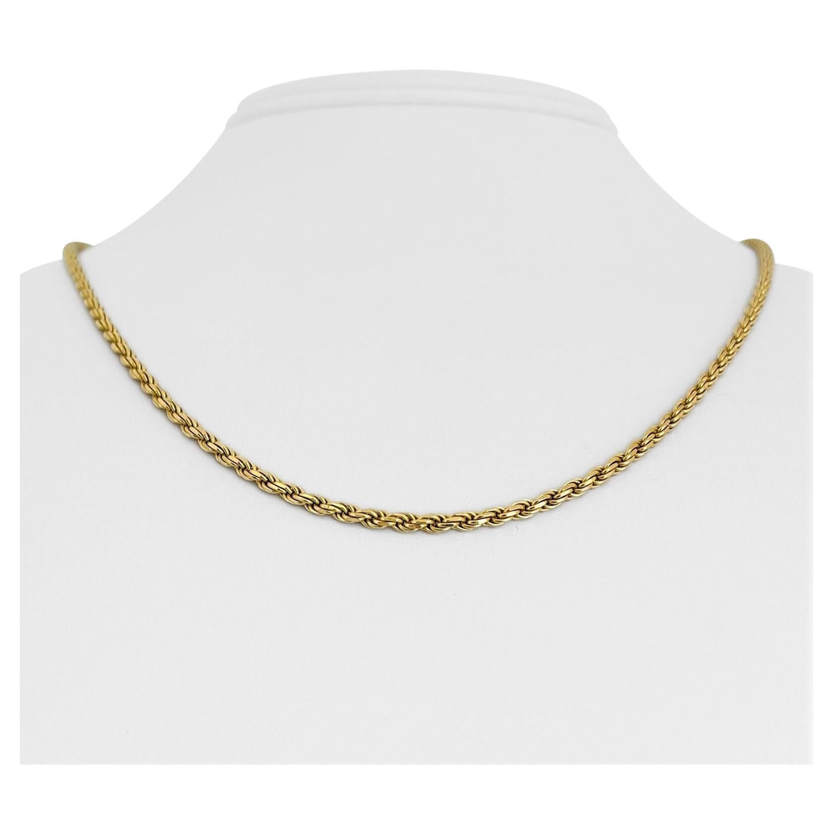 14 Karat Yellow Gold Solid Diamond Cut Rope Chain Necklace For Sale at ...