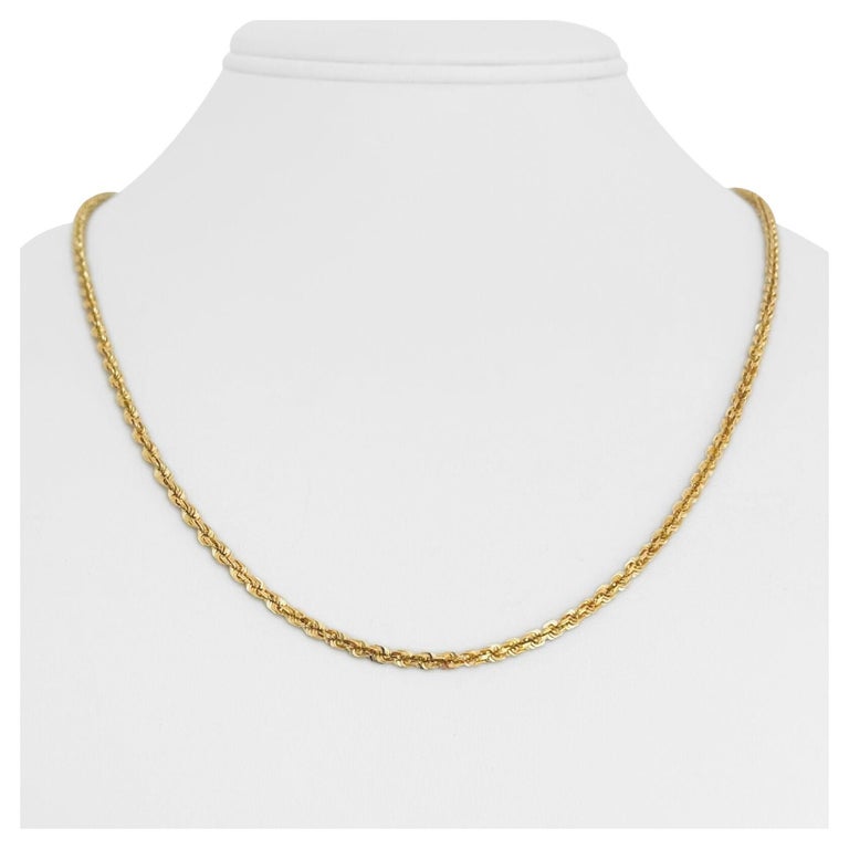 14 Karat Yellow Gold Solid Diamond Cut Squared Rope Chain Necklace For ...