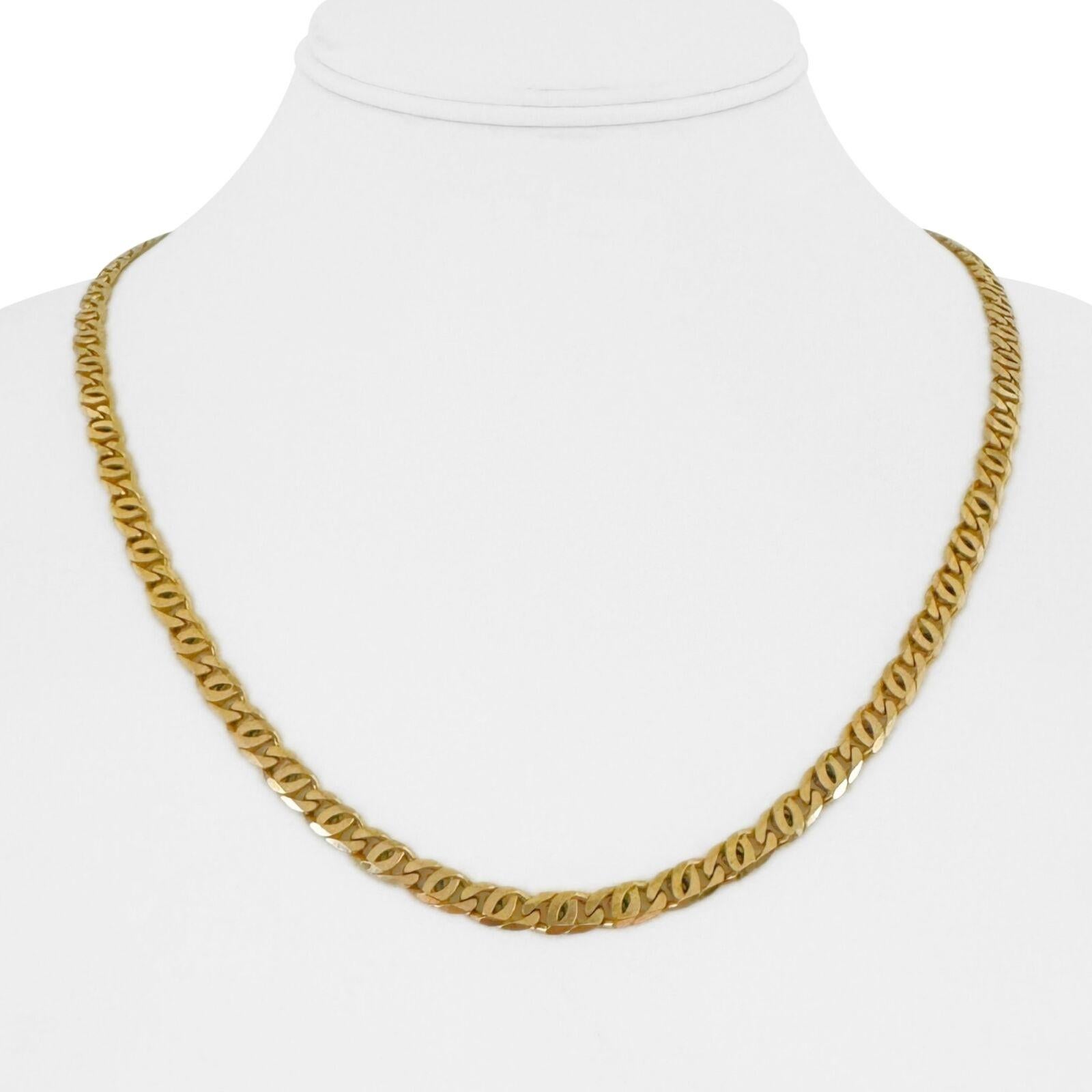 14 Karat Yellow Gold Solid Fancy Curb Link Chain Necklace Italy For ...