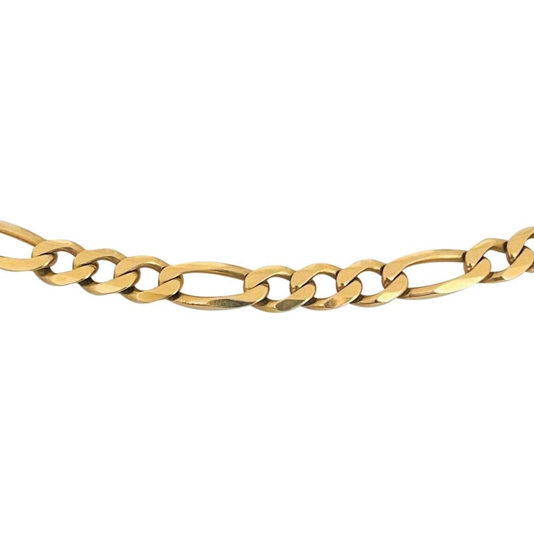 14 Karat Yellow Gold Solid Figaro Link Chain Necklace, Italy For Sale ...