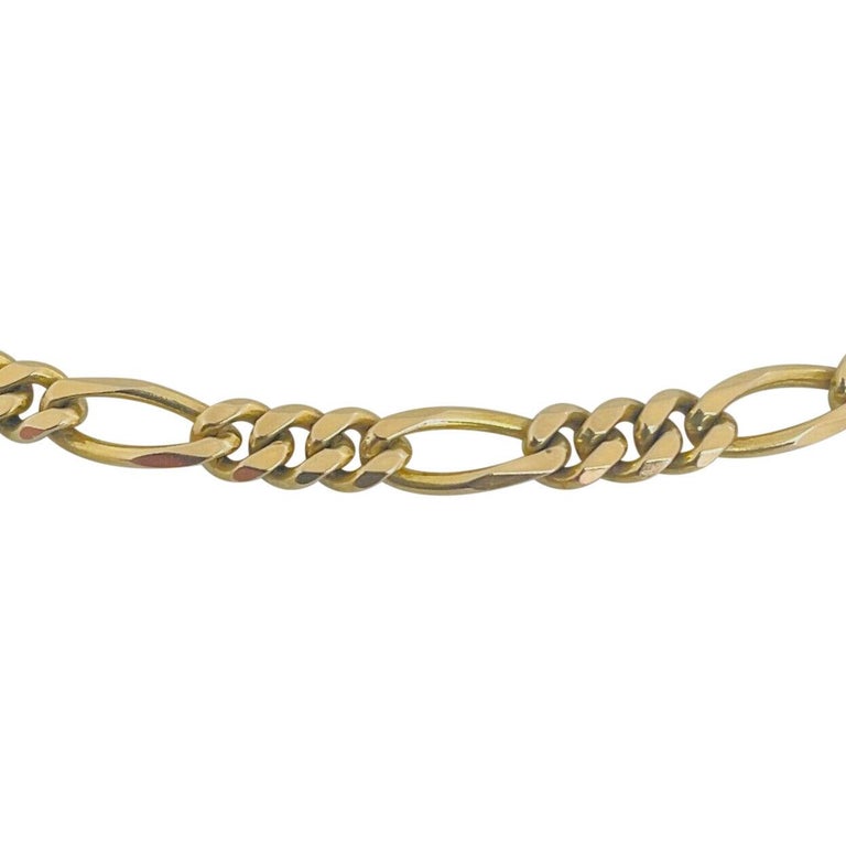 14 Karat Yellow Gold Solid Figaro Link Chain Necklace Italy For Sale at ...