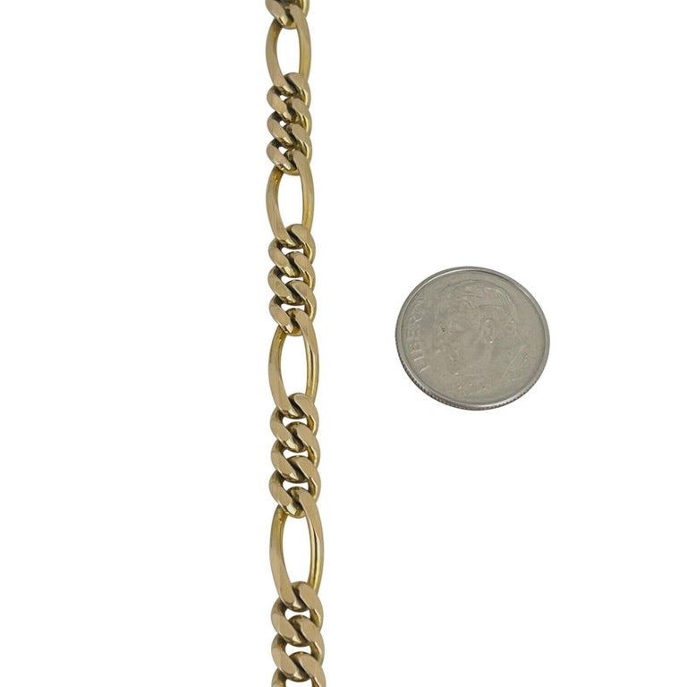 14 Karat Yellow Gold Solid Figaro Link Chain Necklace Italy For Sale at ...