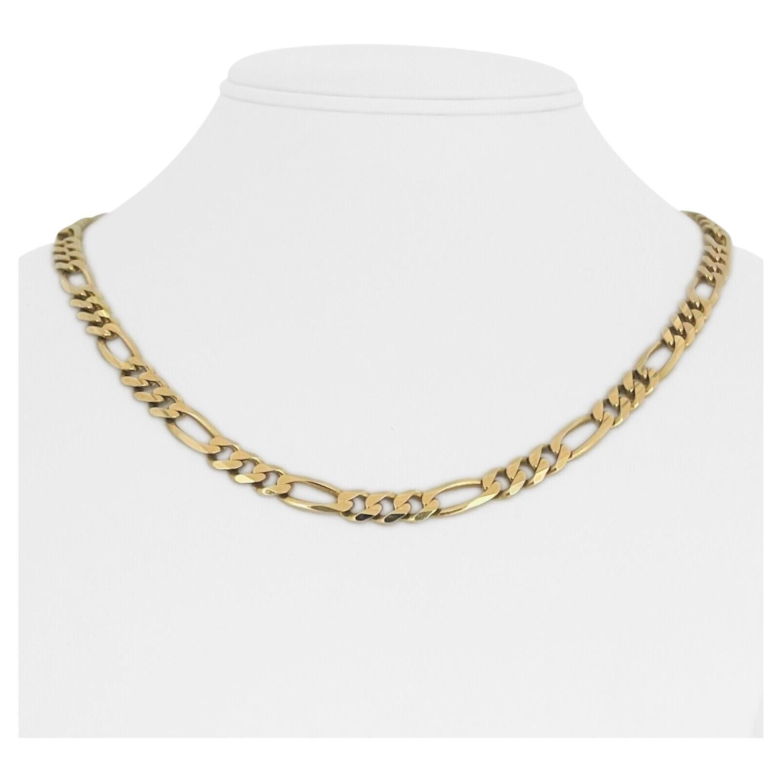 Chaîne à maillons Figaro en or blanc massif 14 carats pour femmes - En ...