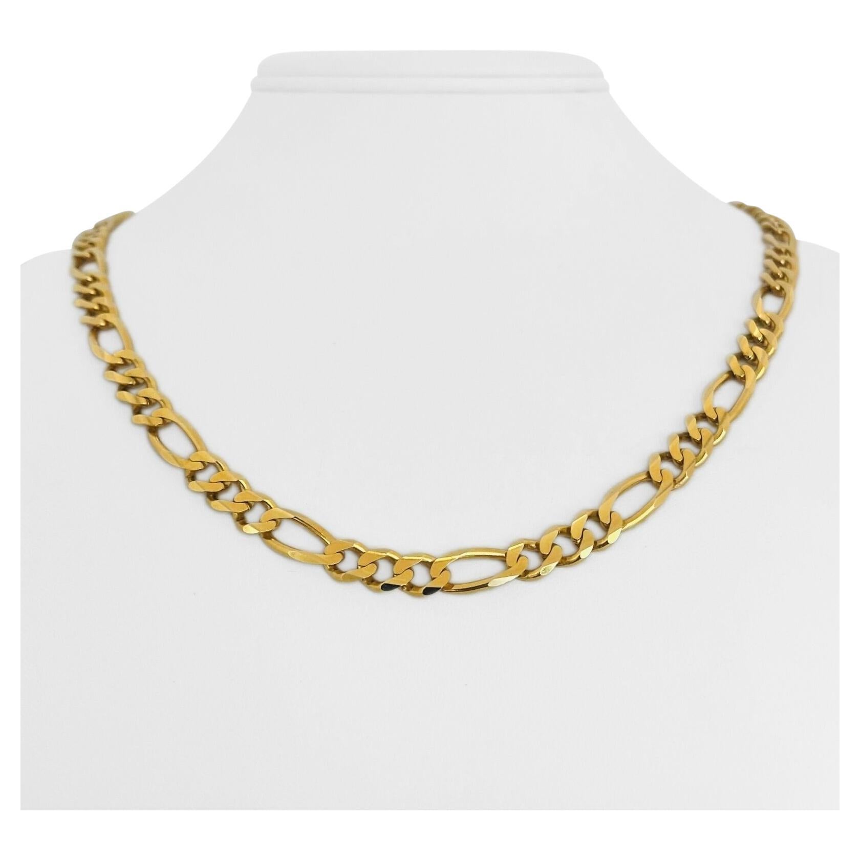 Yellow Gold Figaro Link Chain Necklace For Sale at 1stDibs