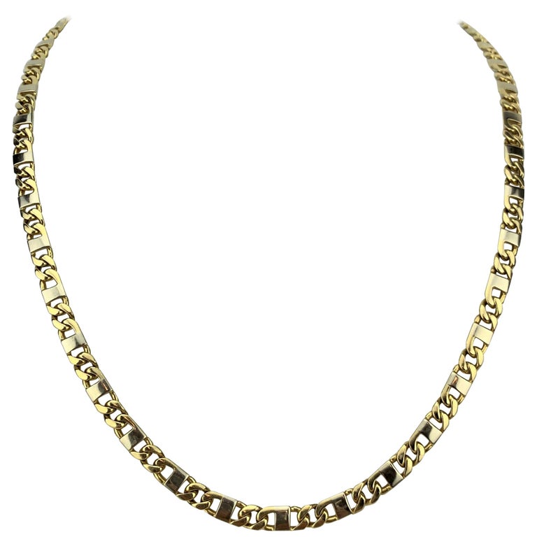 14 Karat Yellow Gold Solid Figarucci Link Chain Necklace For Sale at ...
