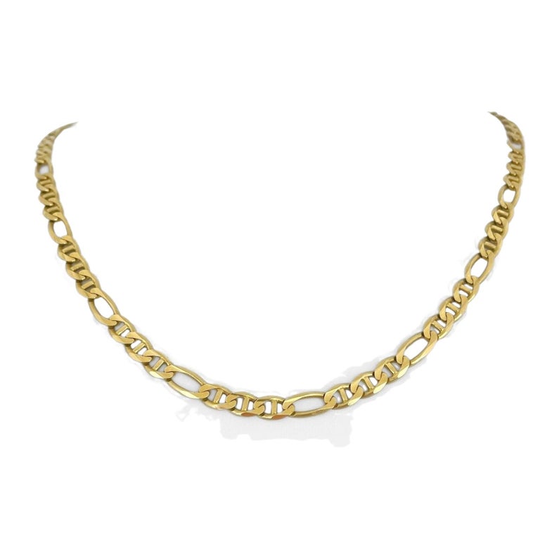 14 Karat Yellow Gold Solid Figarucci Link Chain Necklace Italy For Sale ...