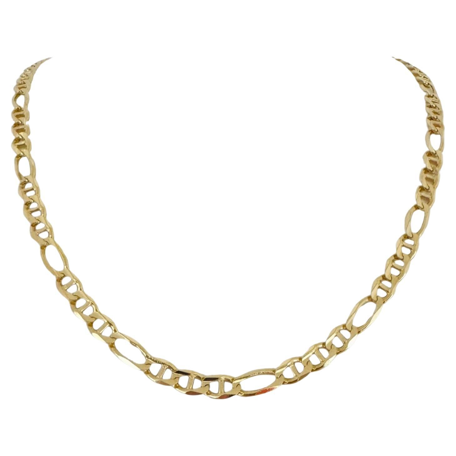14 Karat Yellow Gold Solid Figarucci Link Chain Necklace Italy For Sale ...