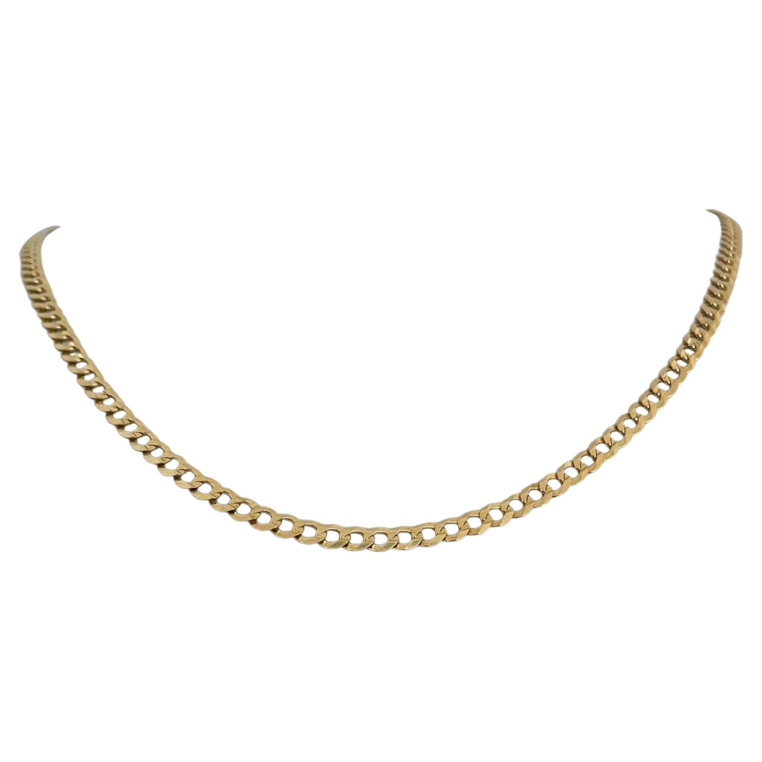 14 Karat Yellow Gold Solid Curb Link Chain Necklace Italy For Sale at ...