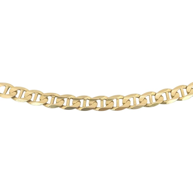 14 Karat Yellow Gold Solid Flat Gucci Mariner Link Chain Necklace For ...