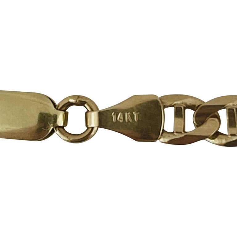 14 Karat Yellow Gold Solid Flat Gucci Mariner Link Chain Necklace For ...