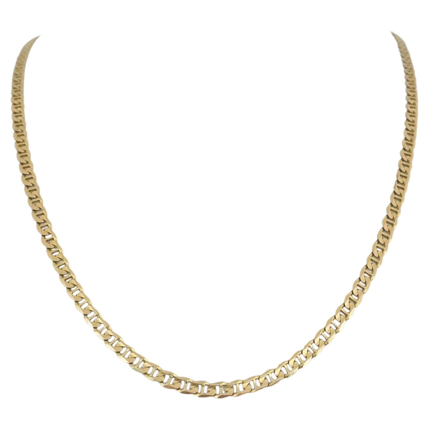 14 Karat Yellow Gold Mariner Chain Link Necklace For Sale at 1stDibs