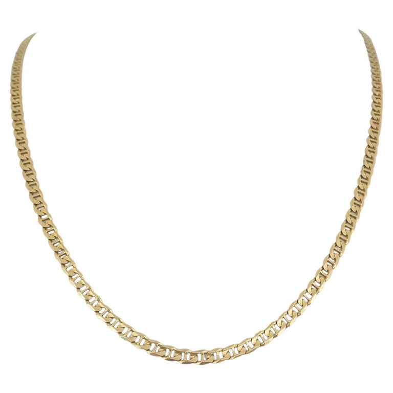 14 Karat Yellow Gold Solid Flat Gucci Mariner Link Chain Necklace For ...