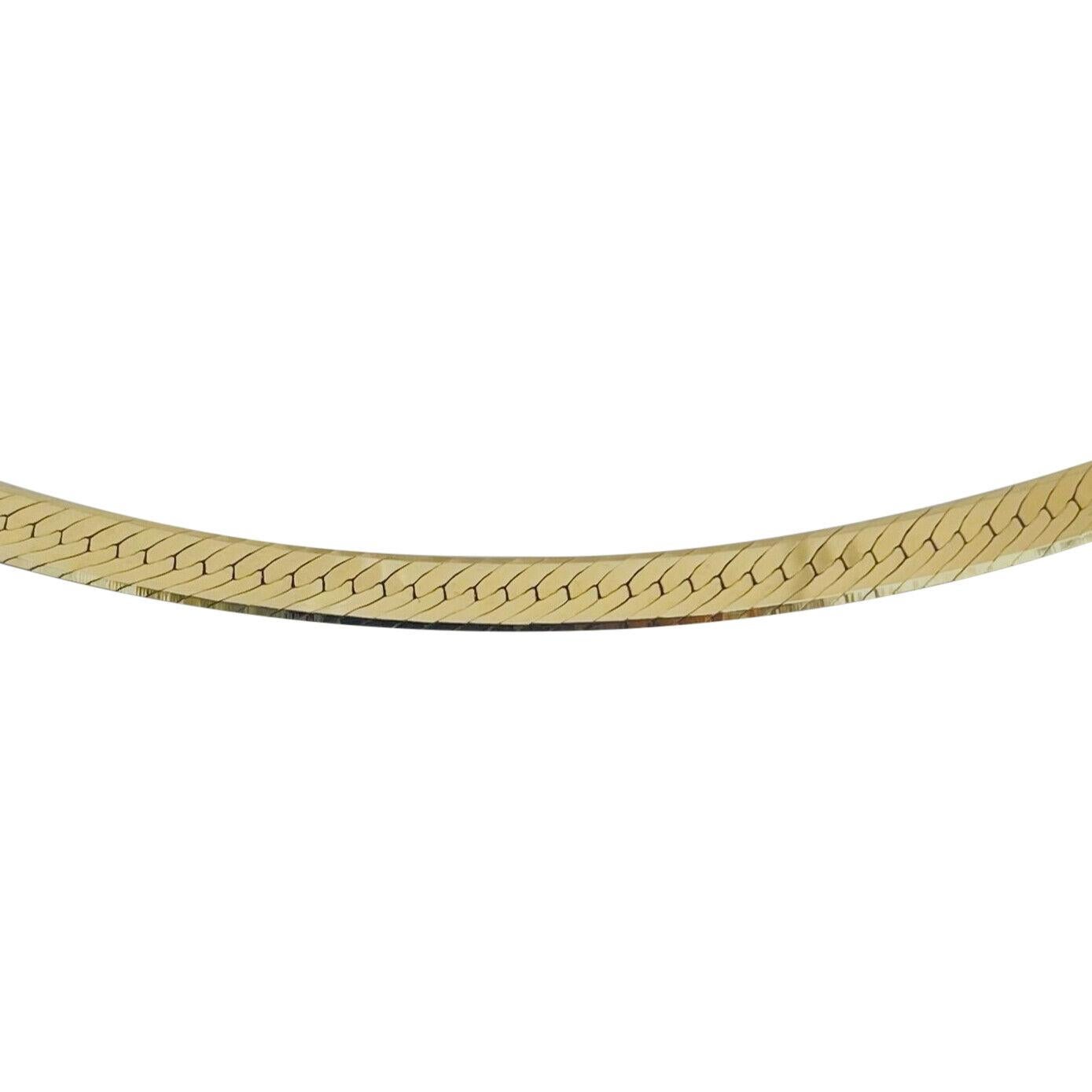 14 Karat Yellow Gold Solid Flat Herringbone Link Chain Necklace For ...