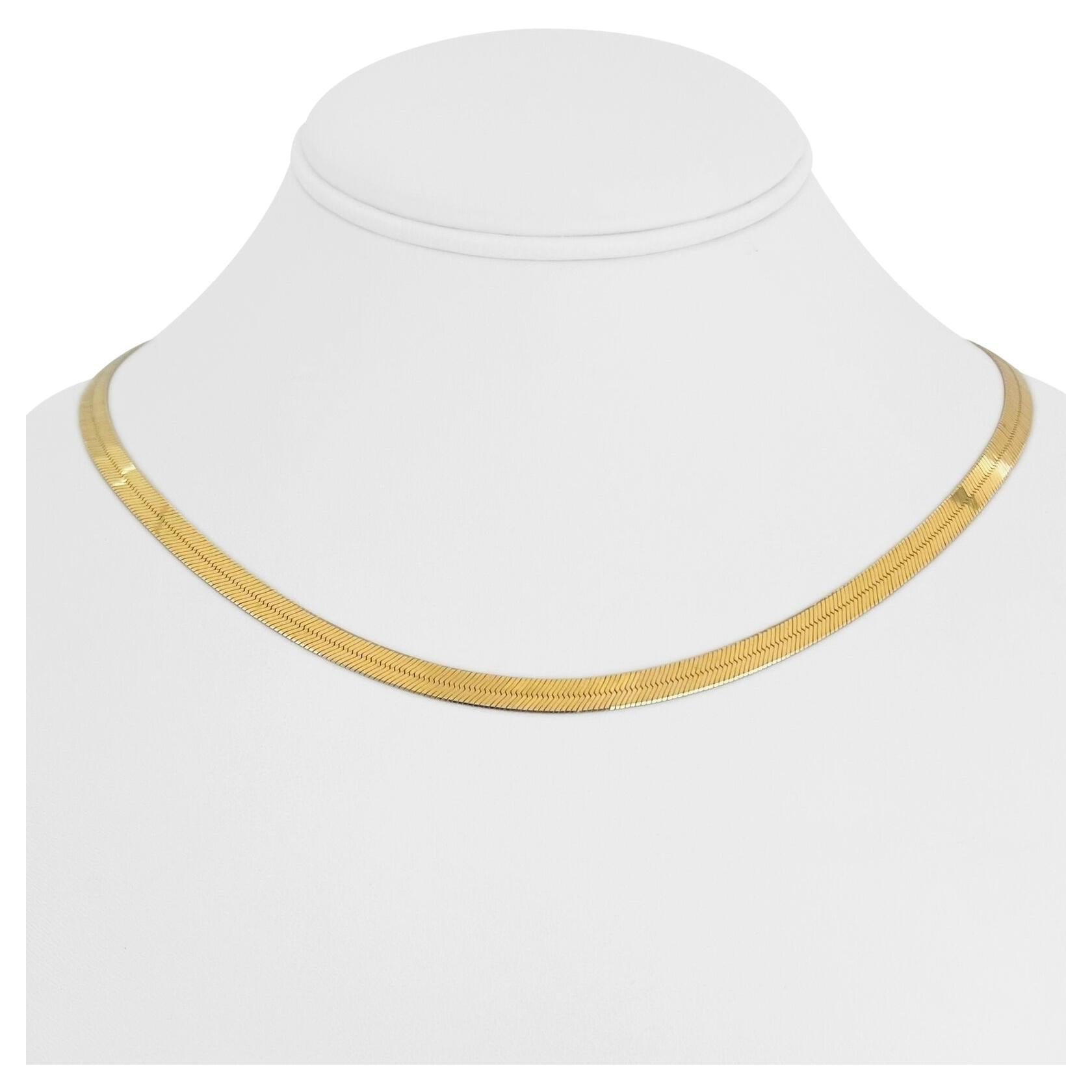 Italian Herringbone Chain in 14 Karat Yellow Gold, Flat Wide Chain, 14 ...
