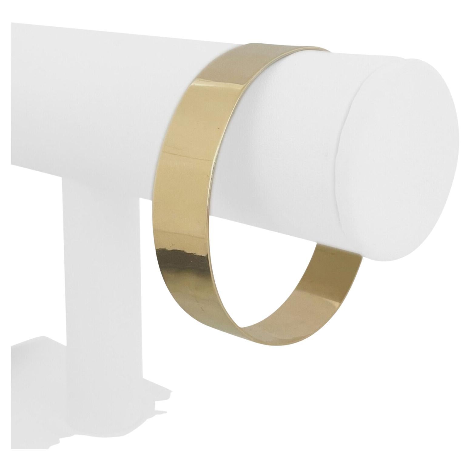 14 Karat Yellow Gold Solid Flat Straight Edge Polished Bangle Bracelet ...