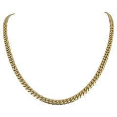 14 Karat Yellow Gold Solid Ladies Cuban Link Chain Necklace For Sale at ...