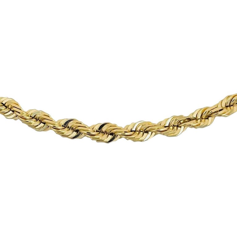 14 Karat Yellow Gold Solid Heavy Diamond Cut Rope Chain Necklace Peru ...